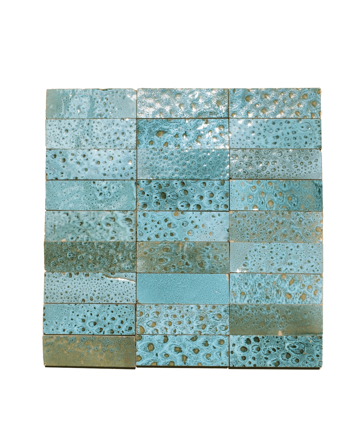 Reactive Aquamarine Zellige Tile - Stacked Vertical